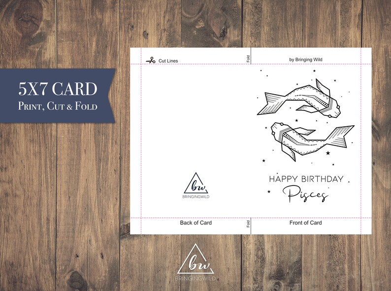 Pisces Birthday Card | Zodiac Sign (digital Download) - Etsy