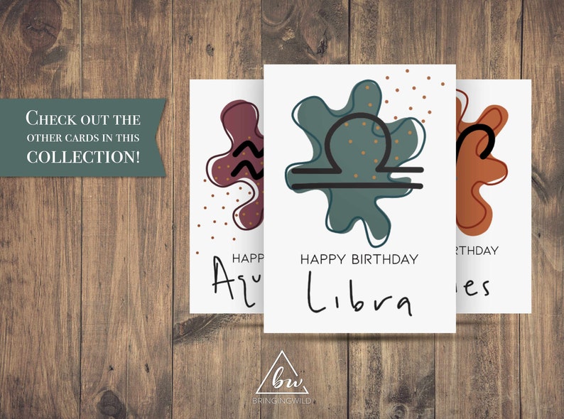 Libra Birthday Card Printable Zodiac Birthday Card for Libra - Etsy