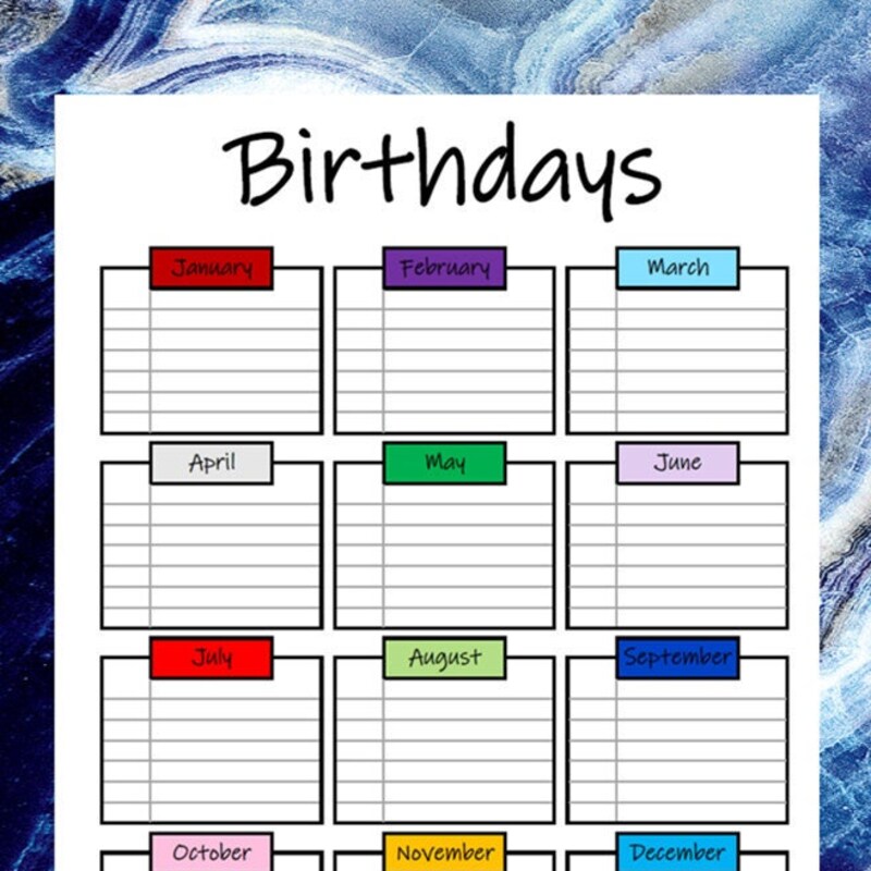 Birthday Calendar - Etsy
