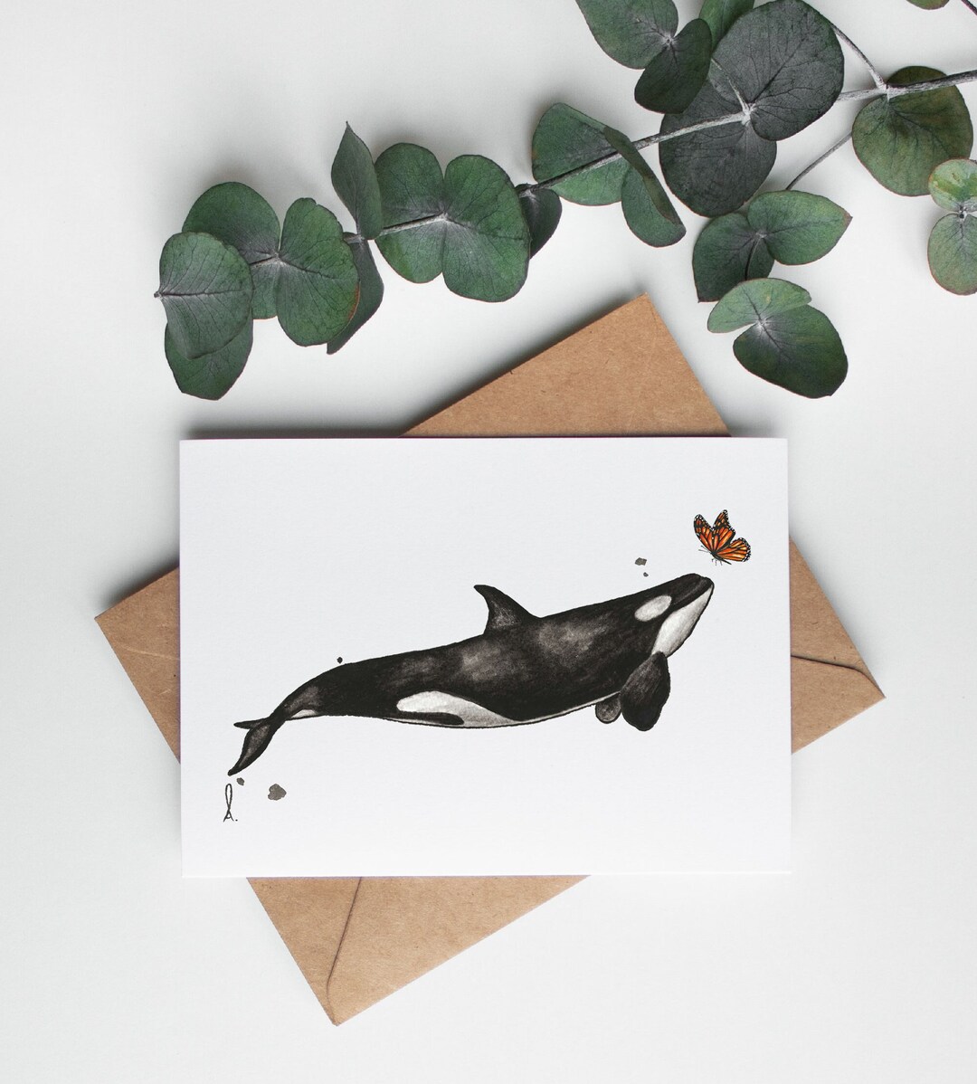 Greeting Card / Whale / Orca / Killer Whale / Killer / Stationery ...