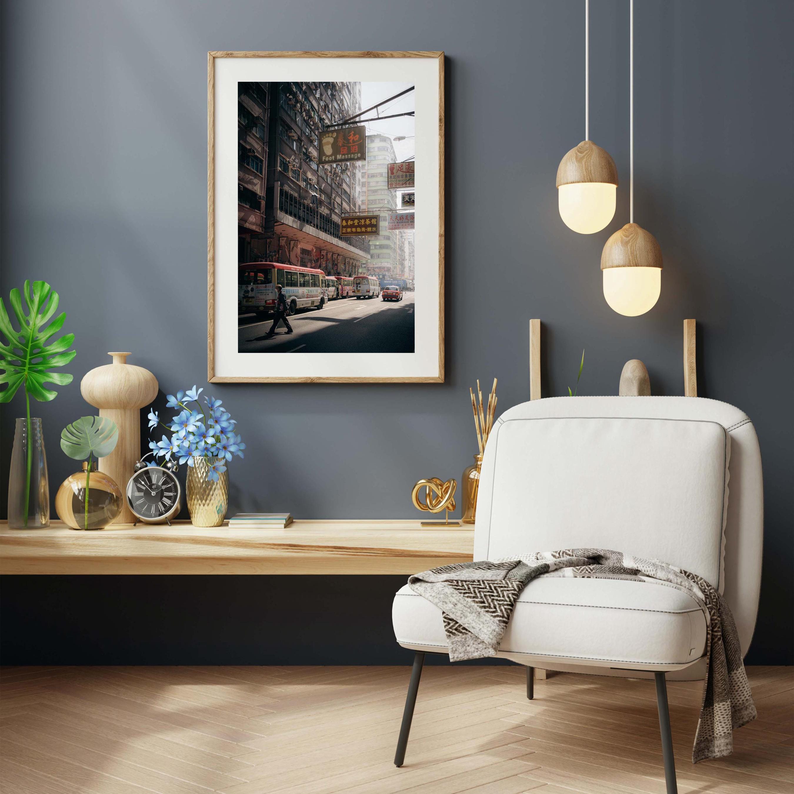 Street Printed Vintage Poster Photography Hong Kong Artwork for Living ...