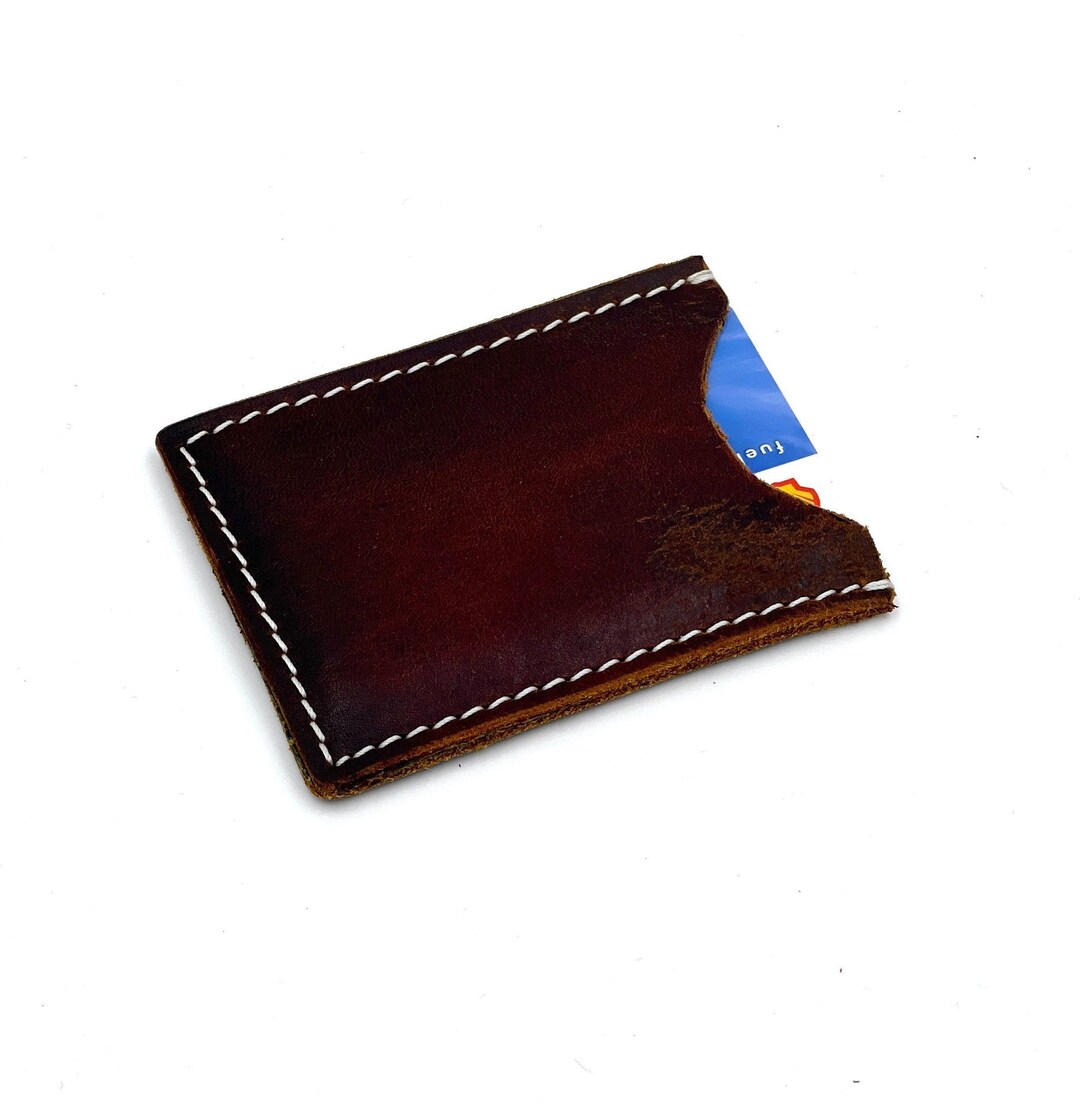 Minimalist Leather Card Sleeve, Slim Leather Credit Card Holder, Full ...
