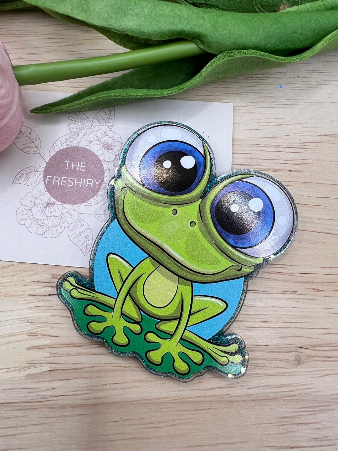 Frog, Toad, Ribbit, Big Eyes, Badge, Keychain, ID, Credential Holder ...