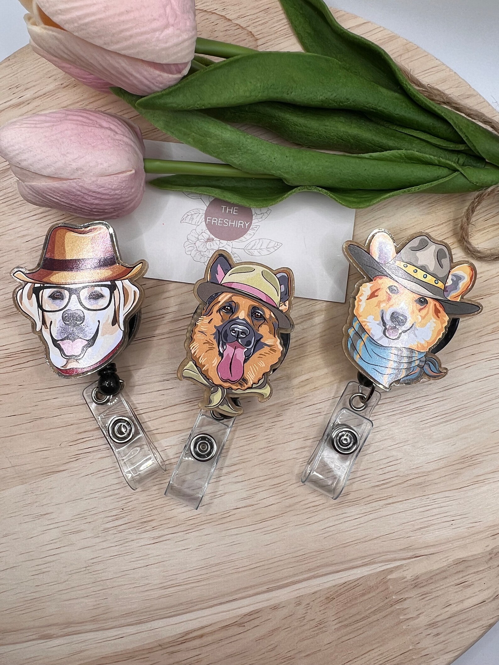 Dog, German Shepherd, Lab, Corgi, Hat, Id, Badge Reel, Keychain ...