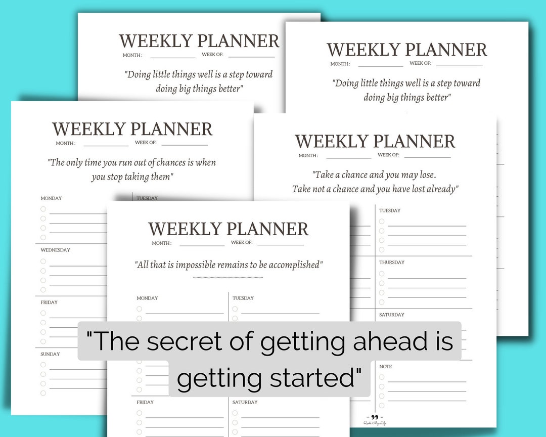 Motivational Quote Weekly Planner - 10 Pages - Etsy
