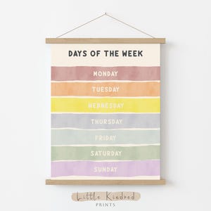 Days of the Week Educational Poster Montessori Wall Art Homeschool ...