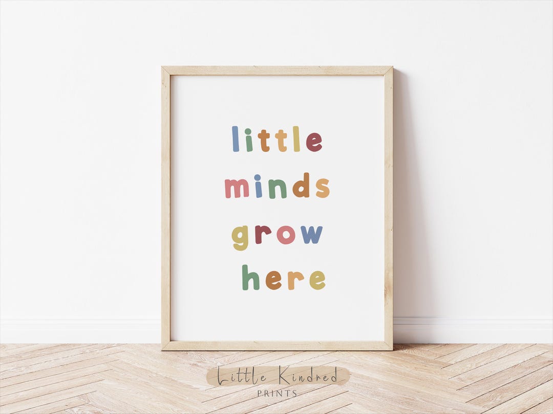 Little Minds Grow Here Quote, Watercolor Nursery Poster, Boho Nursery ...