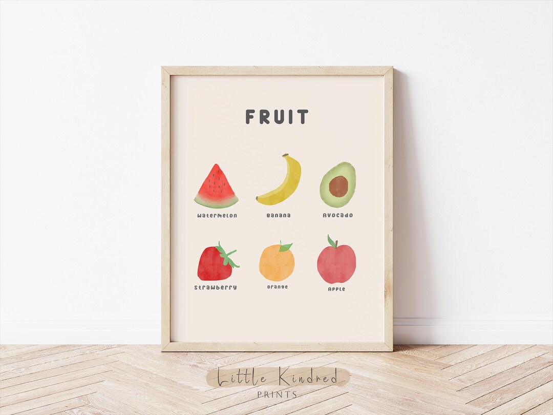 Fruits Educational Posters Classroom Decor Watercolor Fruit Poster ...