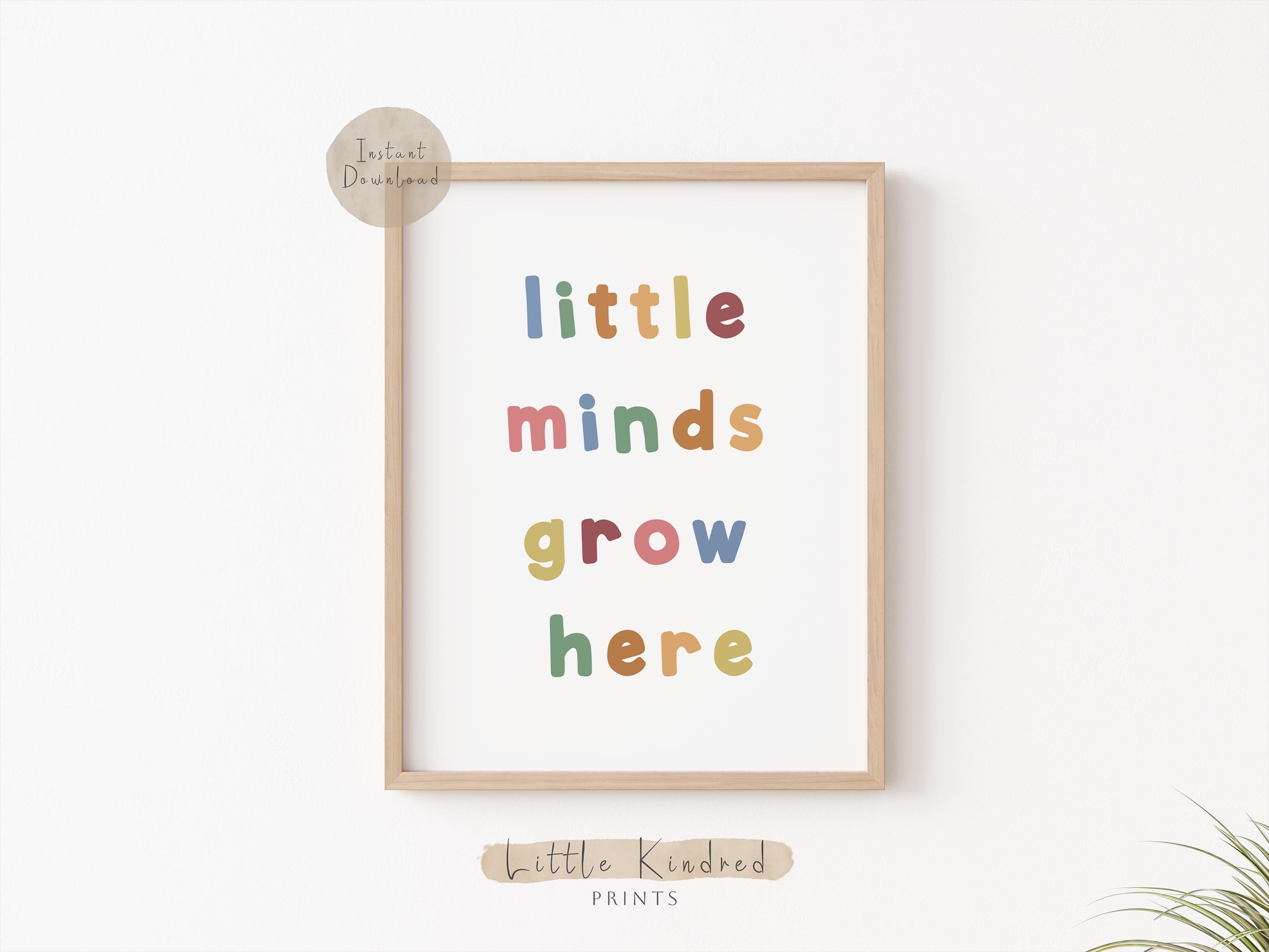Little Minds Grow Here Quote, Watercolor Nursery Poster, Boho Nursery ...