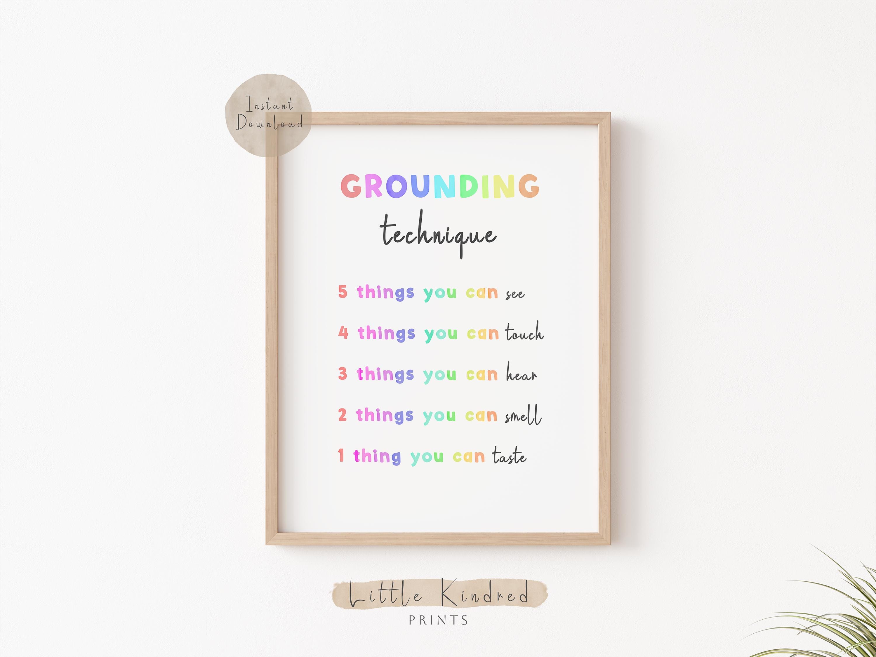 Grounding Technique Poster, Montessori Classroom Decor, Therapy Office ...