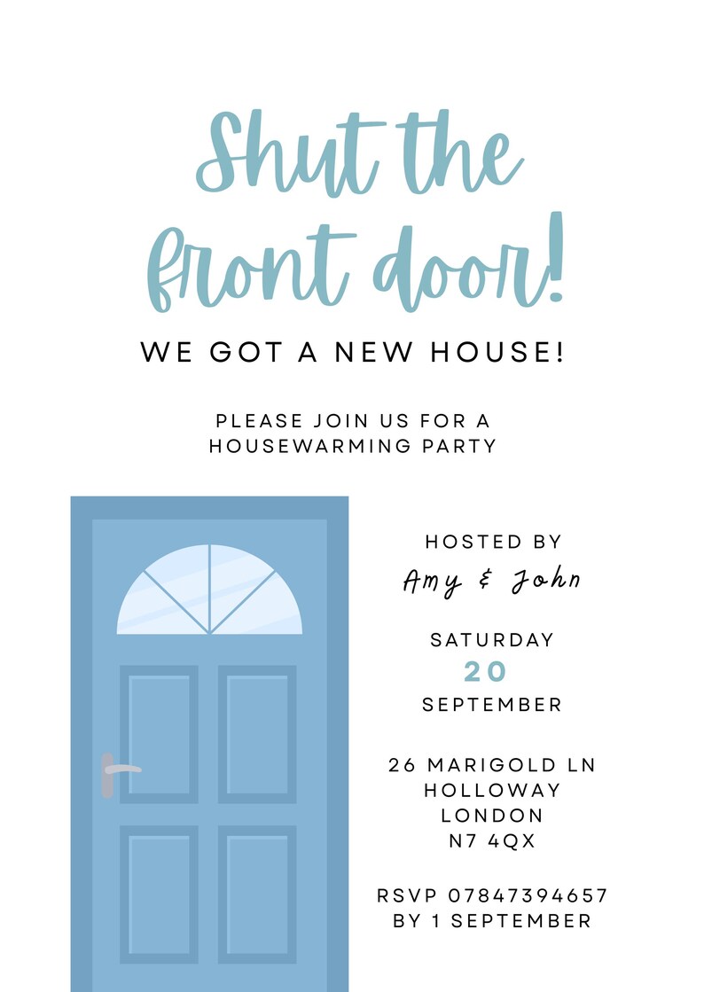 Editable Shut the Front Door Housewarming Party Invitation, New House ...