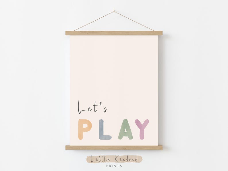 Lets Play Quote Print Nursery Wall Decor Montessori Wall Art Classroom ...