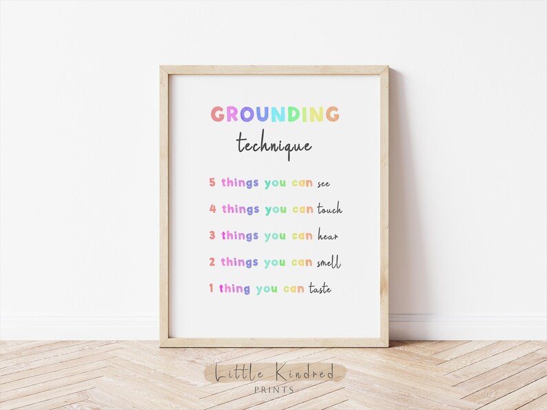 Grounding Technique Poster, Montessori Classroom Decor, Therapy Office ...