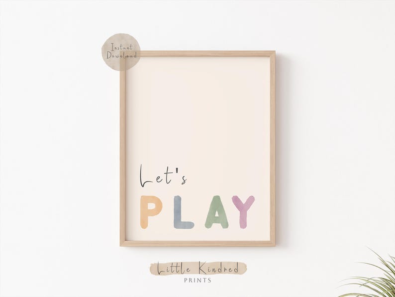 Lets Play Quote Print Nursery Wall Decor Montessori Wall Art Classroom ...