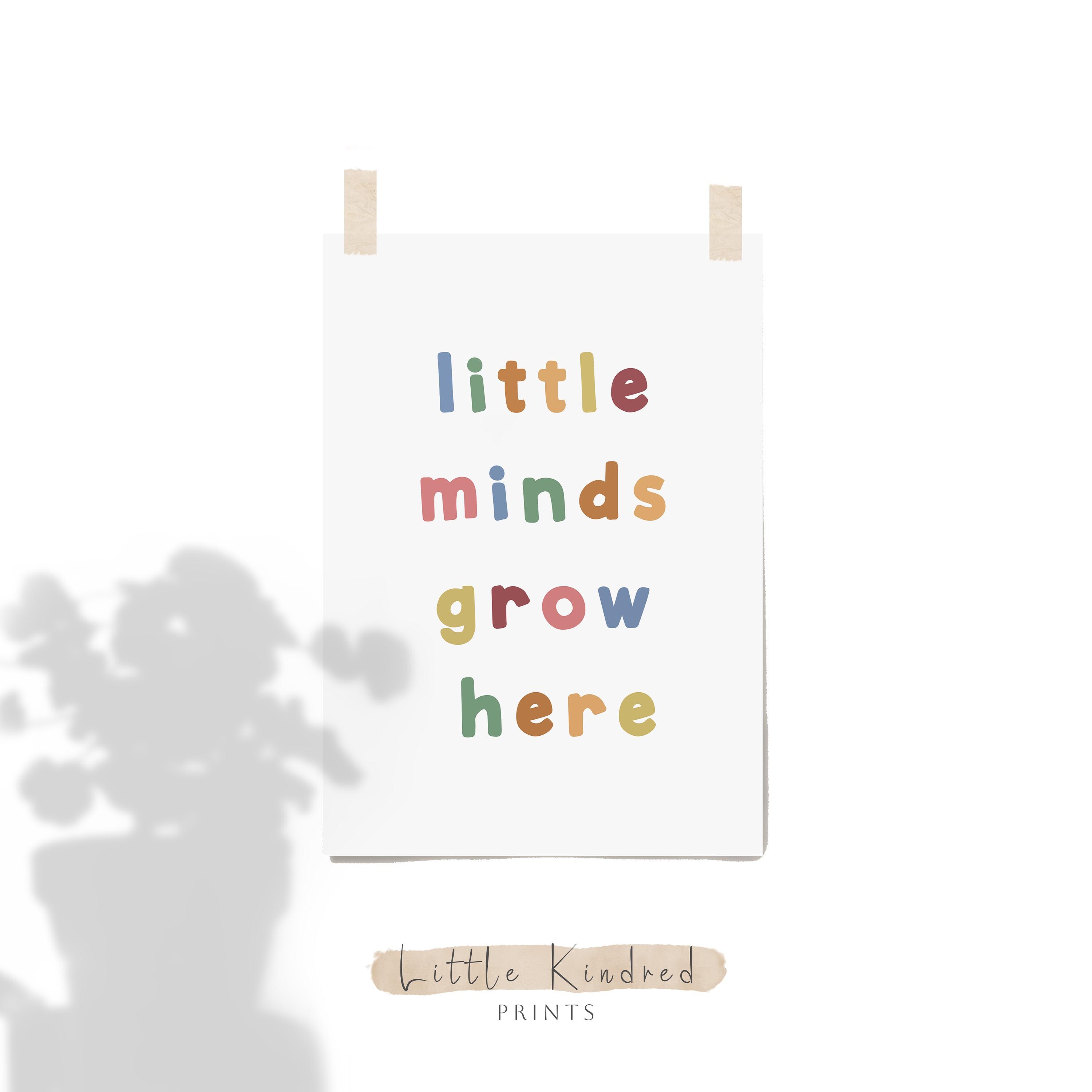 Little Minds Grow Here Quote, Watercolor Nursery Poster, Boho Nursery ...