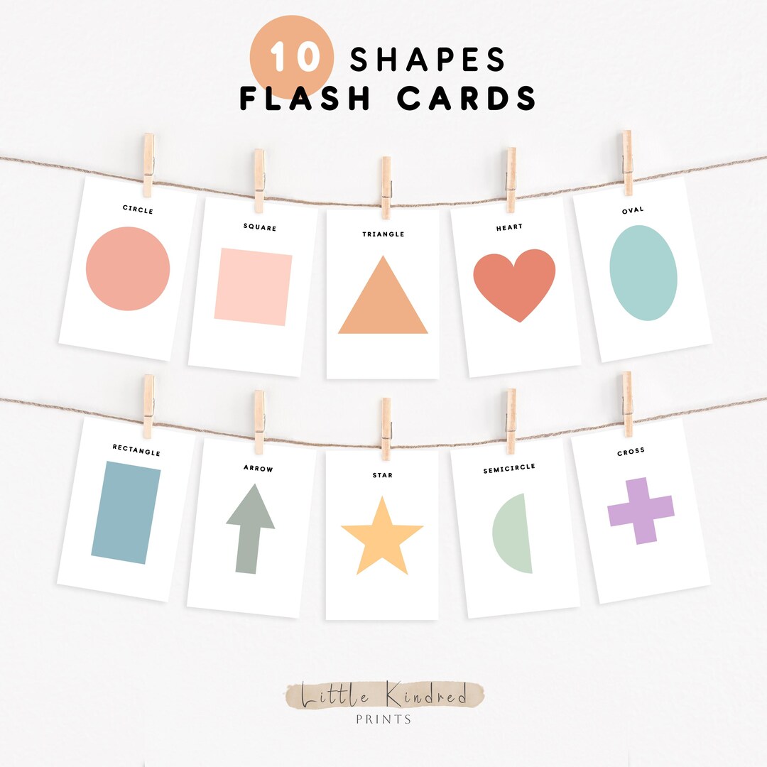 10 Shapes Flash Cards for Kids, Montessori Learning Resources ...