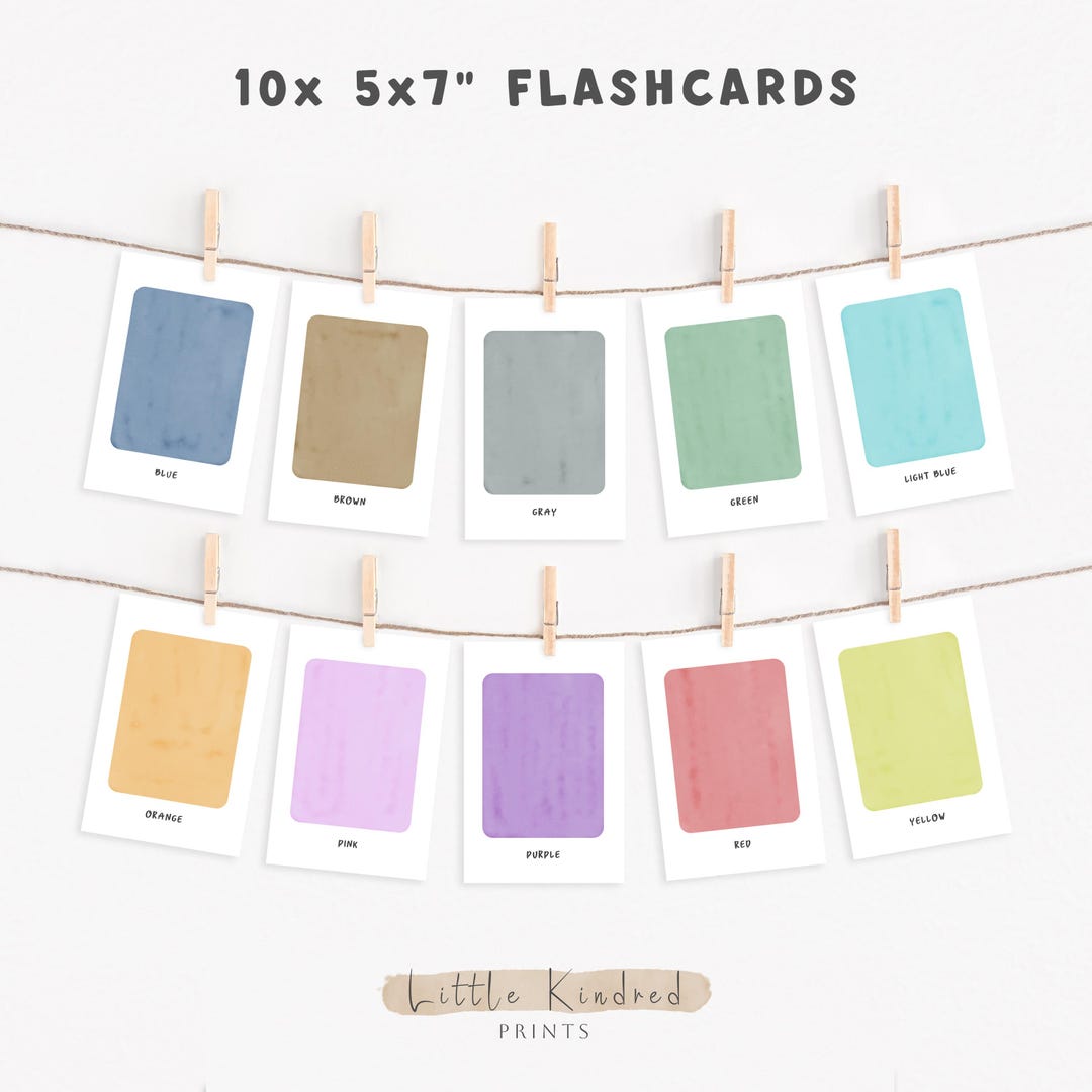 10 Colour Flash Cards, Ten Flashcards for Toddlers and Kids, Colour ...