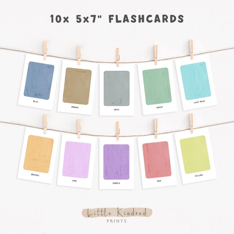 10 Colour Flash Cards, Ten Flashcards for Toddlers and Kids, Colour ...
