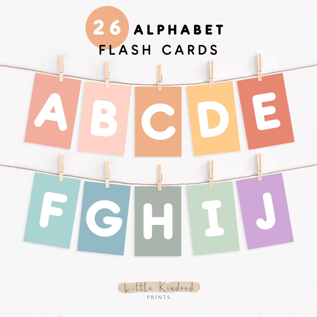 26 ABC Flash Cards for Kids, Montessori Learning Resources, Alphabet ...