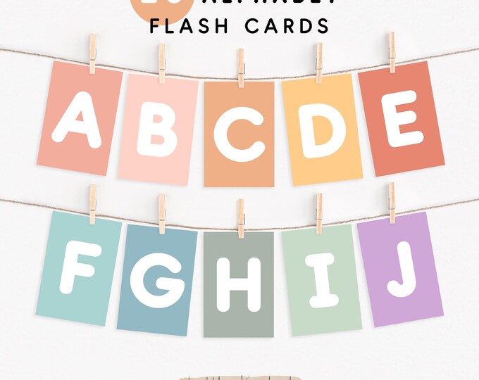 26 ABC Flash Cards for Kids, Montessori Learning Resources, Alphabet ...