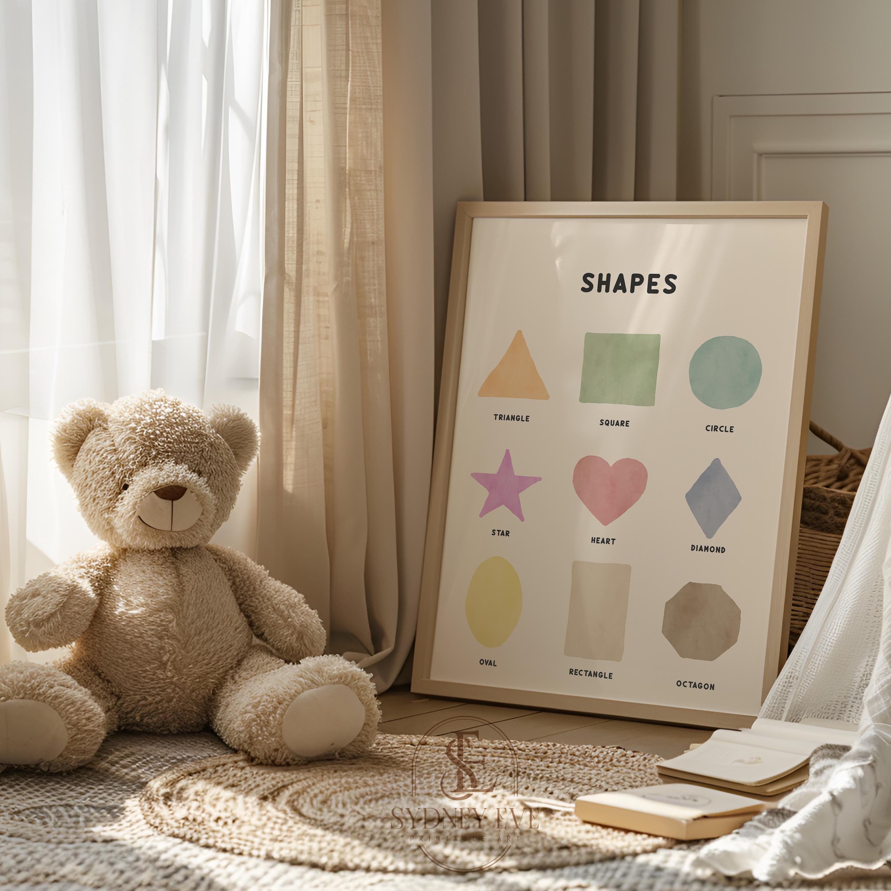 Shapes Educational Poster for Toddlers Nursery Wall Art Shapes Poster ...