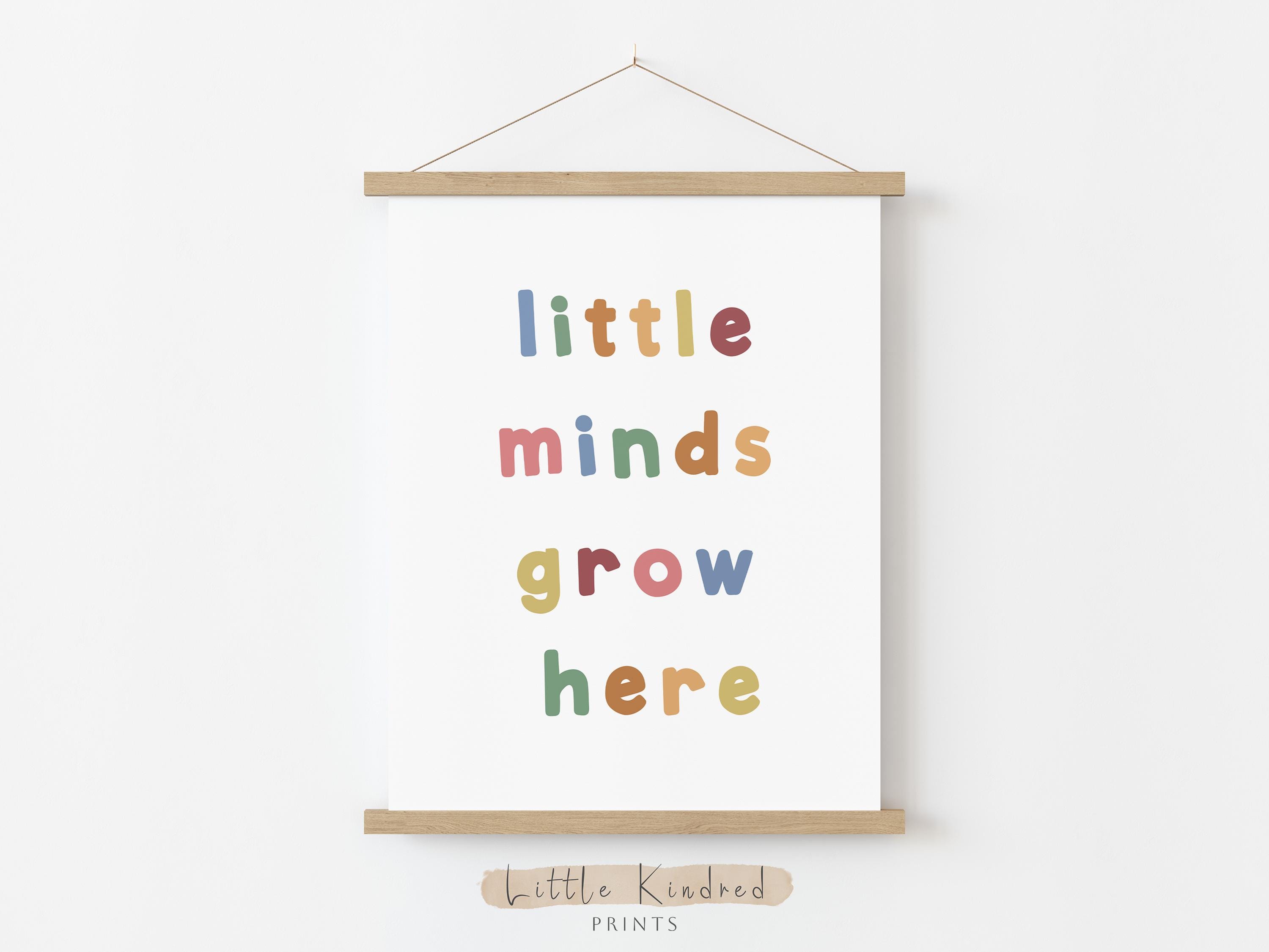 Little Minds Grow Here Quote, Watercolor Nursery Poster, Boho Nursery ...