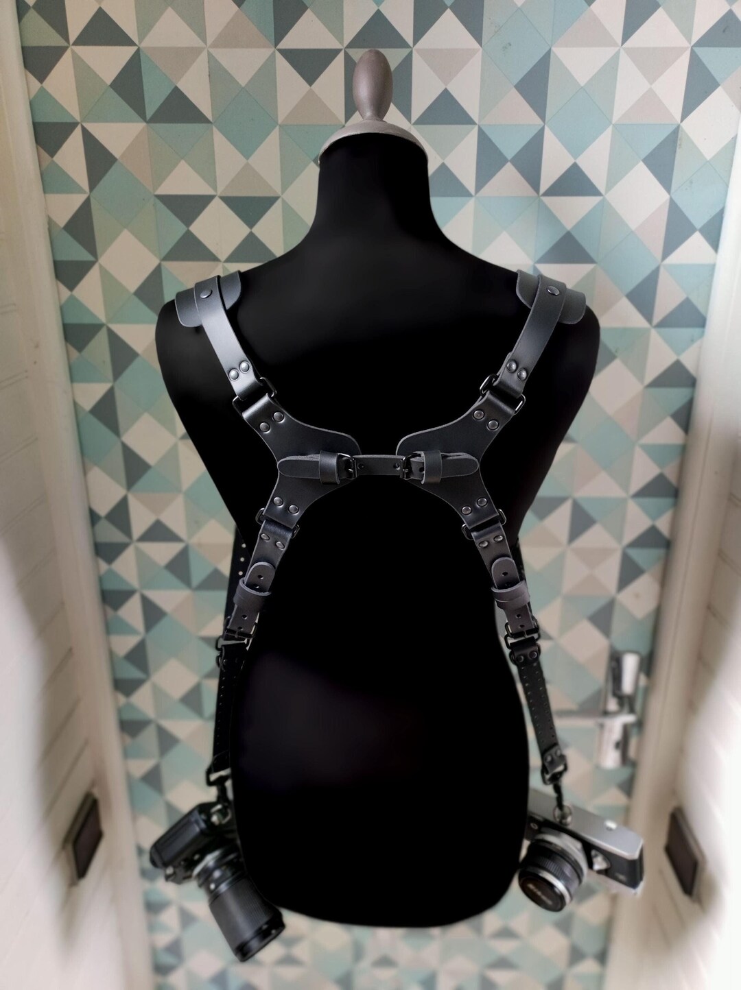 Leather Photographer Harness, Harness for Dual Cameras, Camera Strap ...