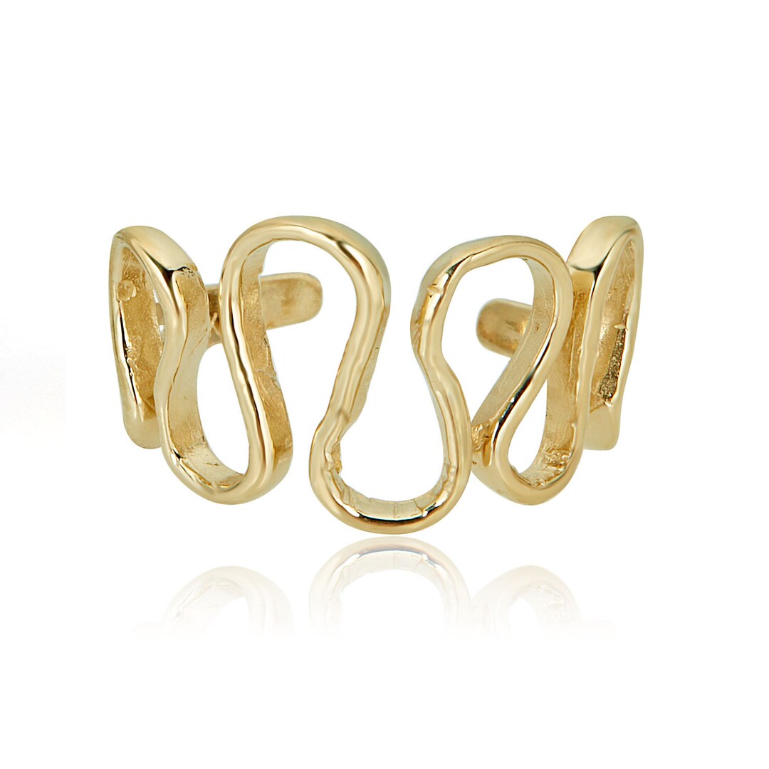 10K Yellow Gold Adjustable Wavy Wave Toe Ring - Etsy