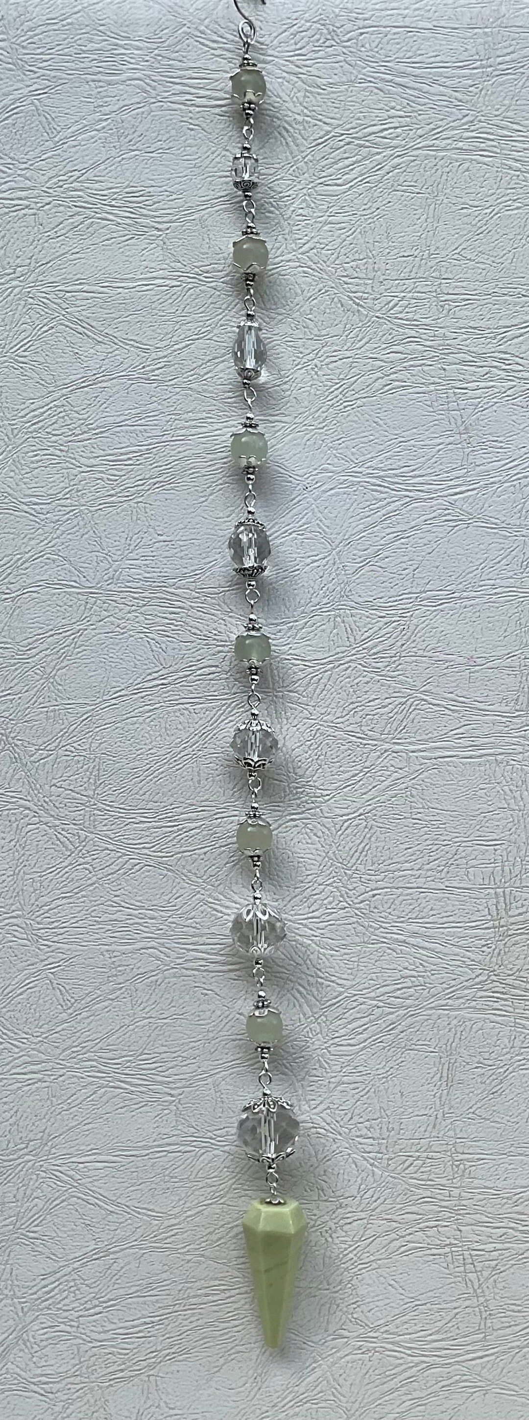 Serpentine Pendulum With Chrysoprase Rounds, Faceted Glass Crystals ...
