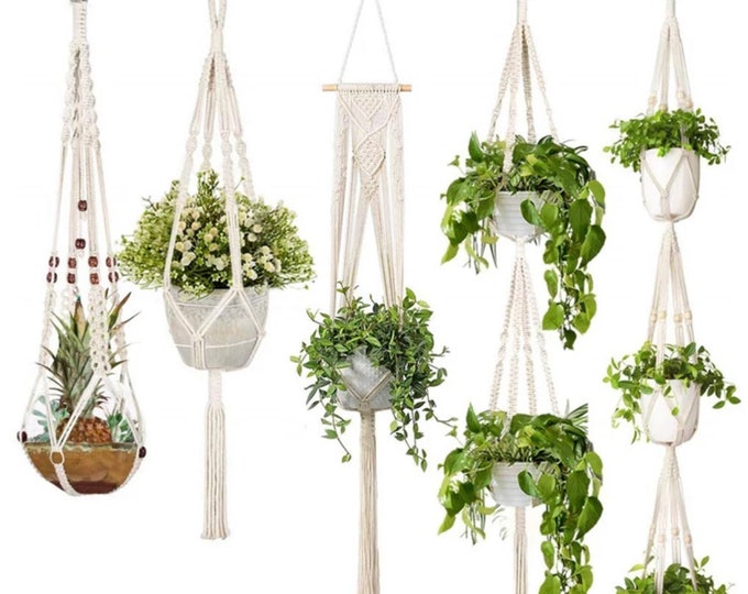 Macrame Plant Hanger Set of 5 Wall Hanging Macrame Macrame - Etsy