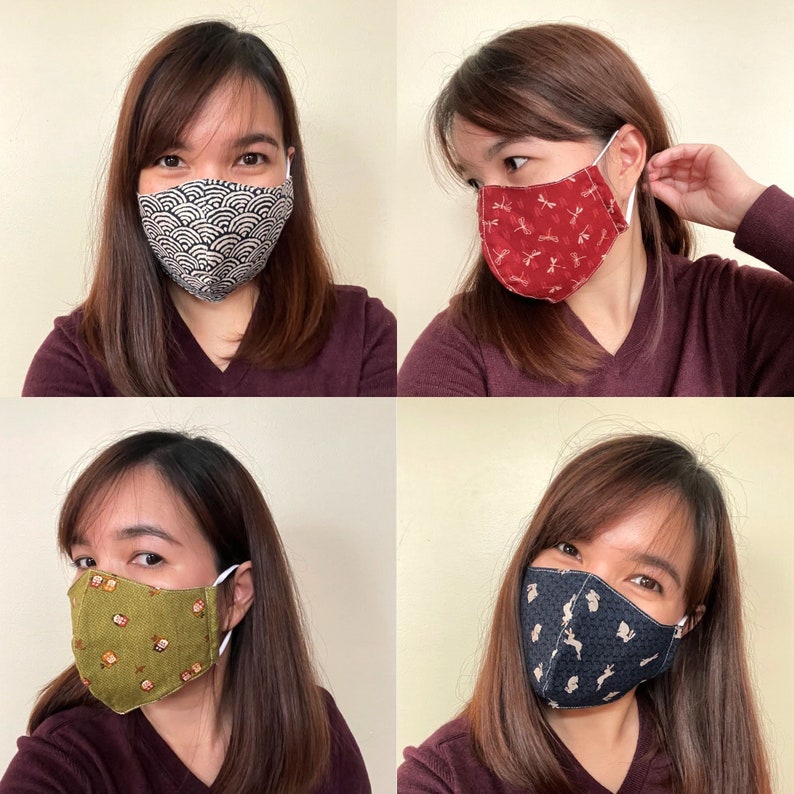 Handmade Japanese Cotton Face Mask washable Pocket for - Etsy