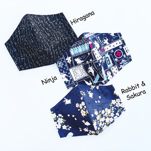 Handmade Japanese Cotton Face Mask (washable, Pocket for Filter, Nose ...