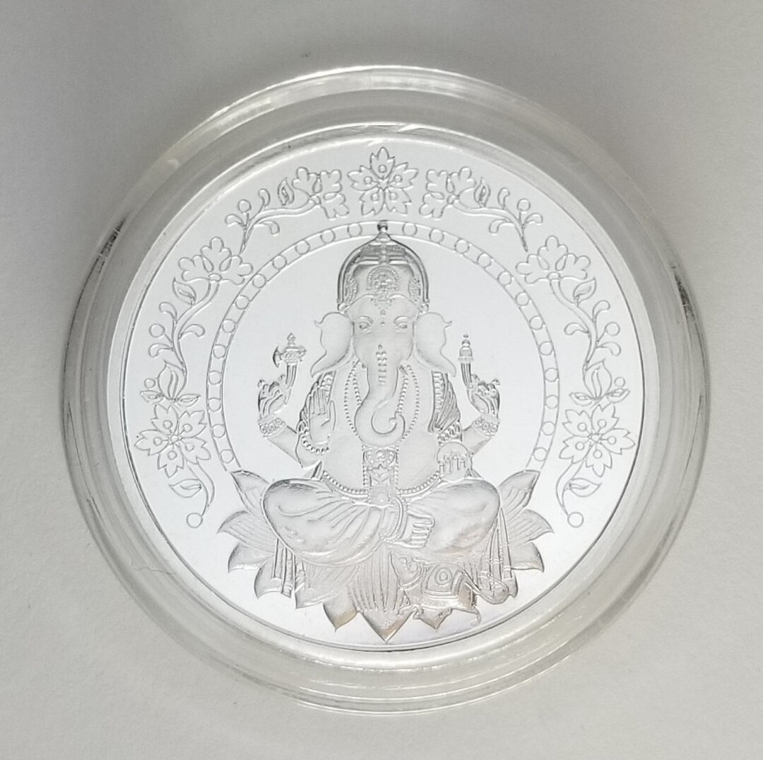 Ganesha 10 Grams Pure Silver Coin - Etsy