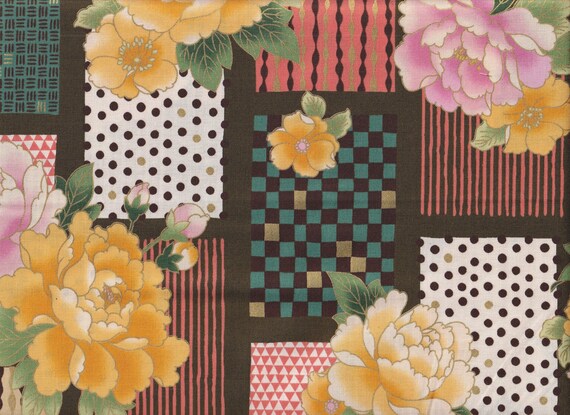 Kiku Patch Brown Traditional Japanese Fabrics Cotton 50 Cm X - Etsy