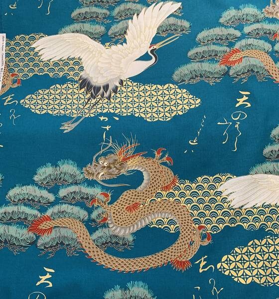 Crane & Dragon Red Japan Fabric Traditional Cotton 50cm x | Etsy