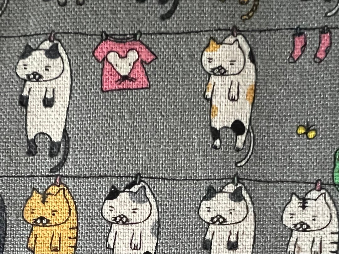 Cats Linen Cotton/linen Fabric From Japan 19.90 Eur/meter Sold by the ...