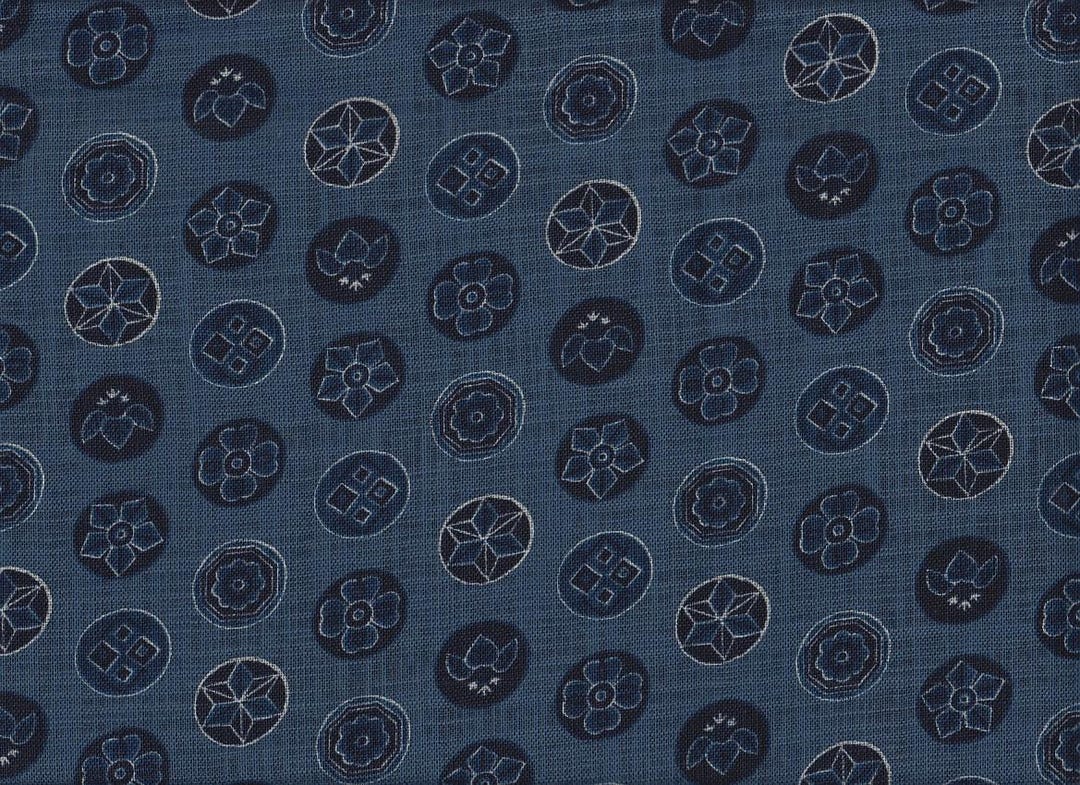 Kamon Blue Traditional Japanese Fabrics Cotton 50 Cm X 110 Cm E1307b 22 ...