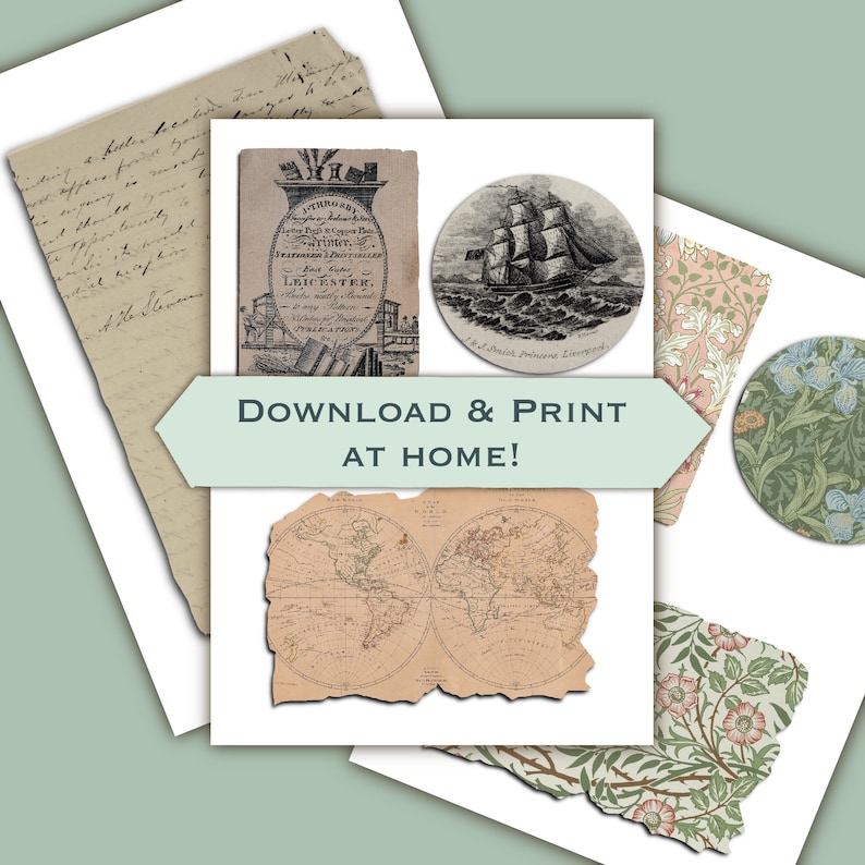 20 Printable Vintage Ephemera Pages / Print at Home / - Etsy