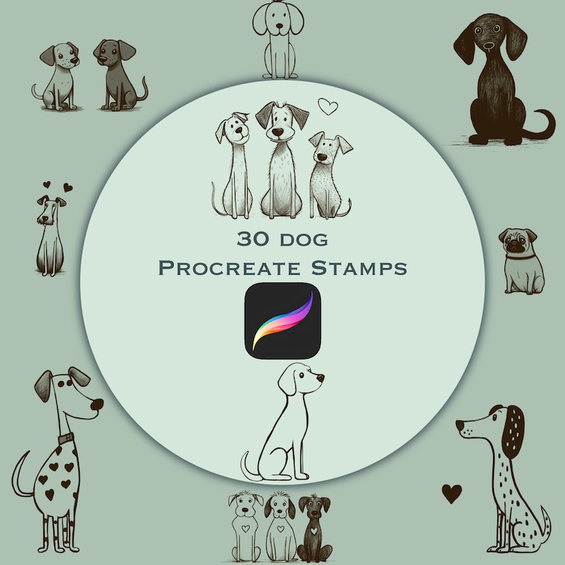 30 Procreate Dog Stamps - Digital Download, Doodles, Art, Procreate ...