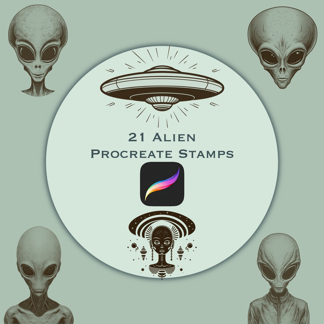 21 Procreate Alien Stamps - Midjourney Art, Digital Download, Procreate ...