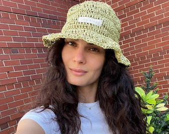 Mya Raffia Crochet Bucket Hat - Etsy