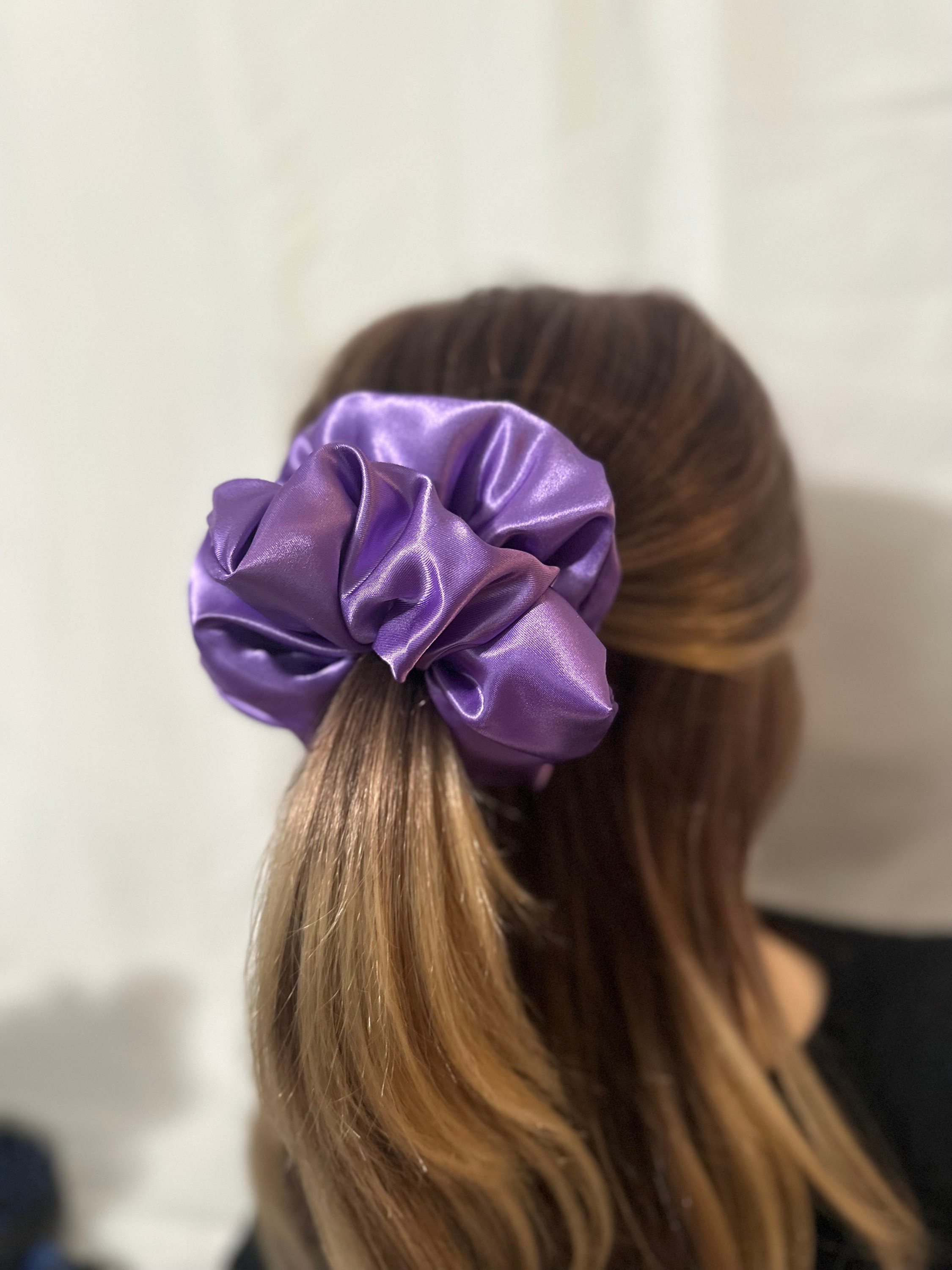 XXL PURPLE SATIN Scrunchie | Extra Large Hair Scrunchie | Regular Size ...