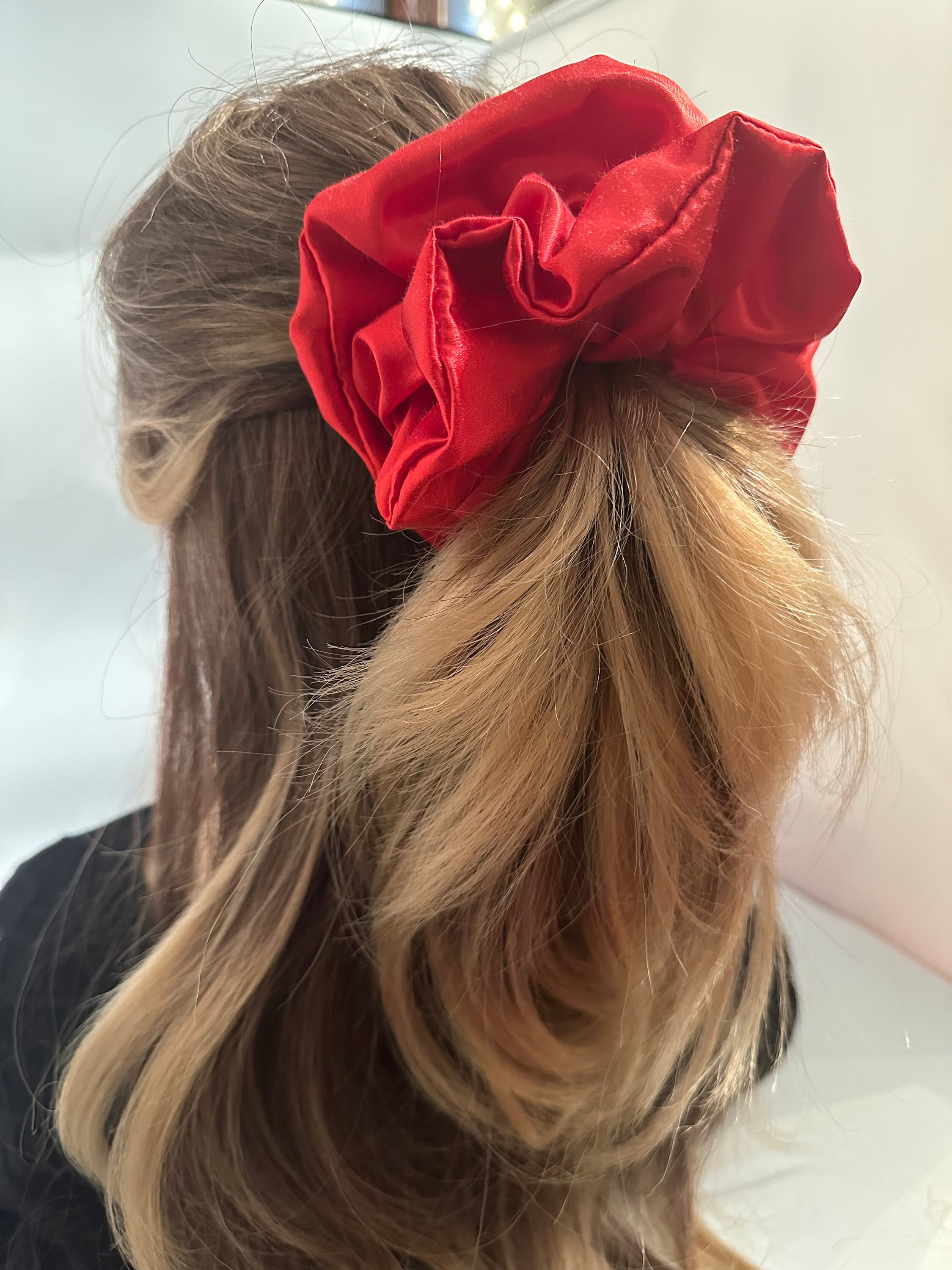 XXL RED SATIN Scrunchie Extra Large Hair Scrunchie Regular Size Red ...