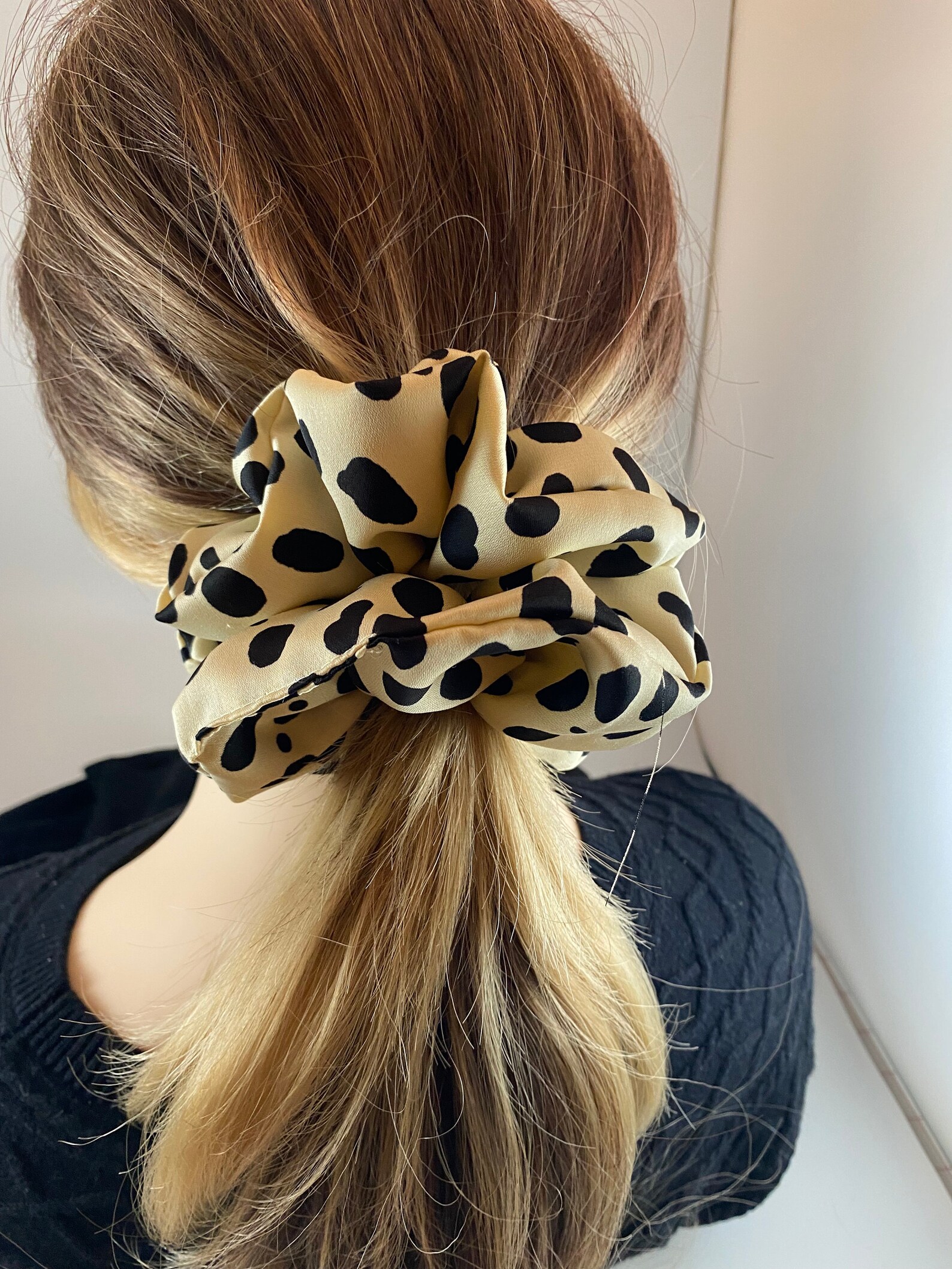 XXL Oversized Dalmatian Print Silky Scrunchie Extra Large Silky Hair ...