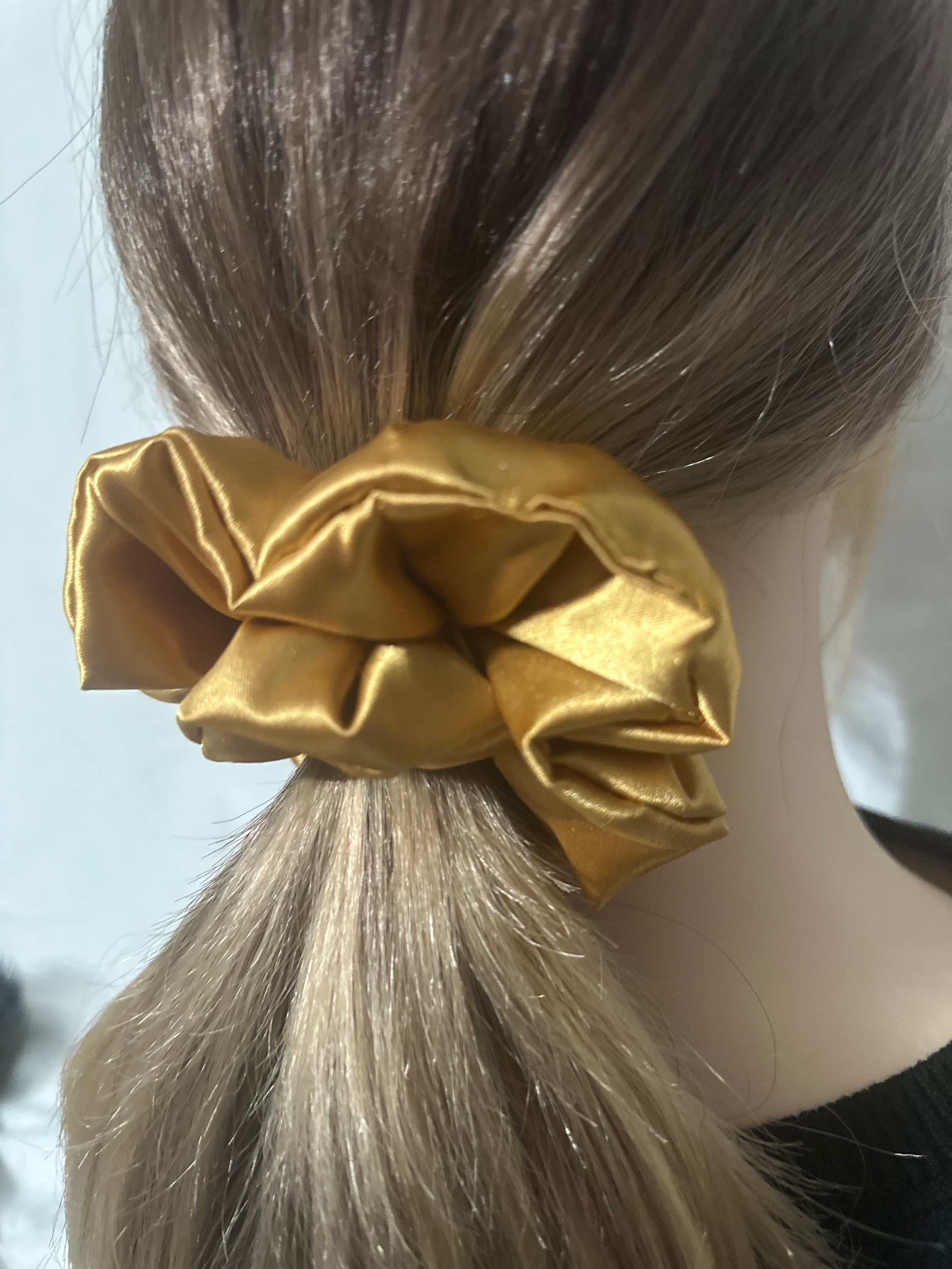 XXL GOLD SATIN Scrunchie | Extra Large Hair Scrunchie | Regular Size ...