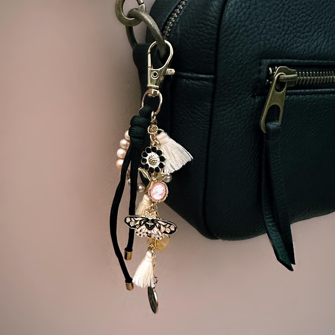 Floral Book Lover Bag Charm Vintage Gothic Bookish Purse Accessory ...