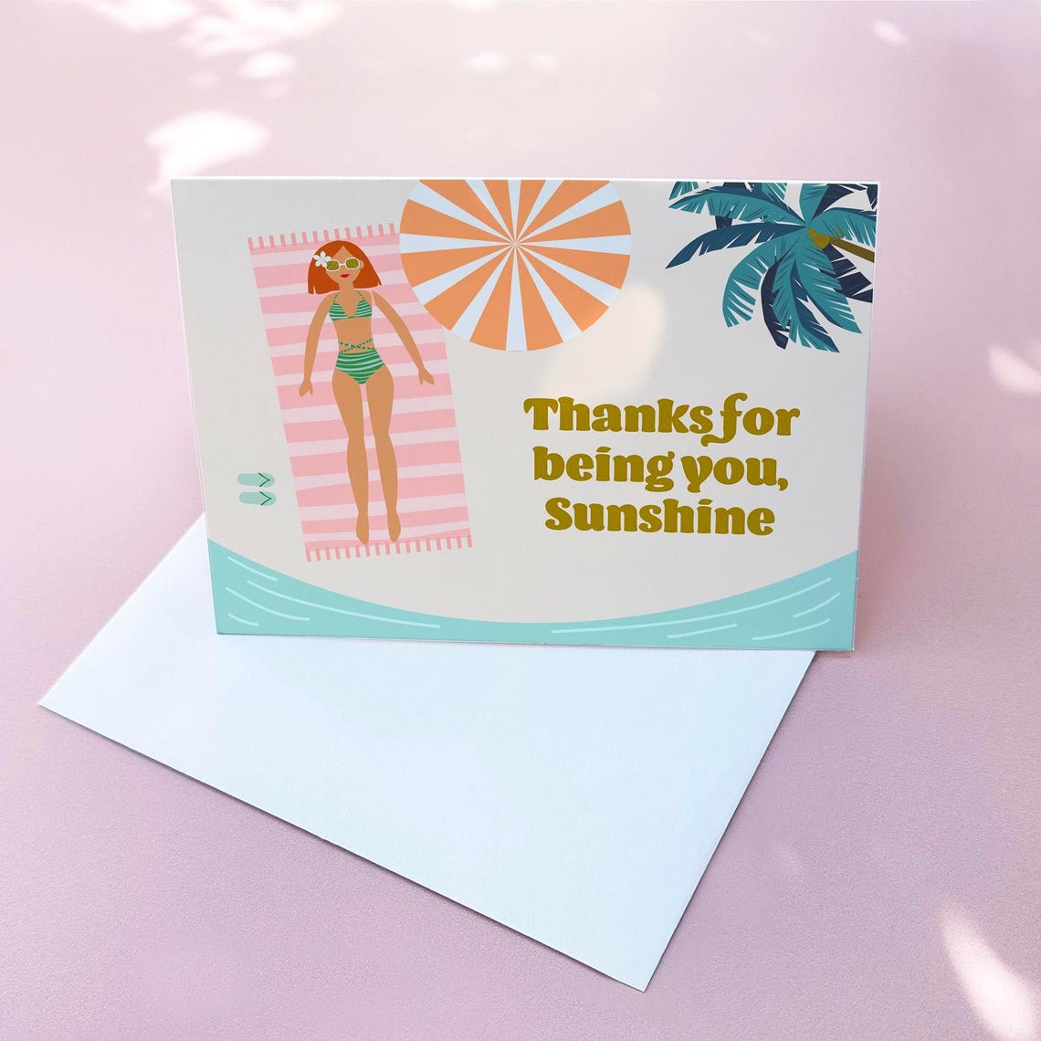 Summer Vibes Thank You Card: Beach Umbrella Printable (digital Download ...