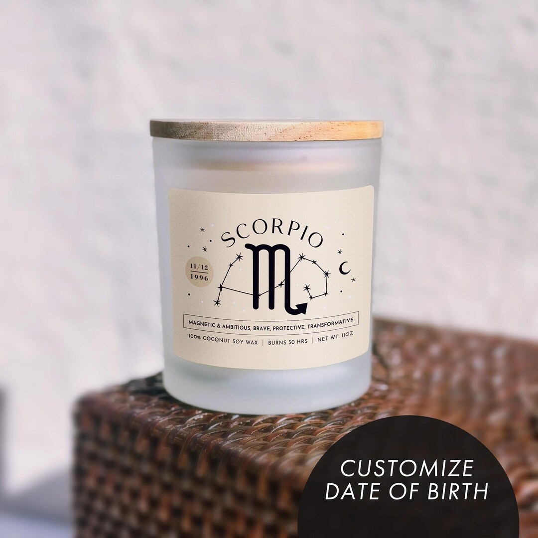 Scorpio Zodiac Candle Astrology Gift Horoscope Themed Coconut Soy Wax ...