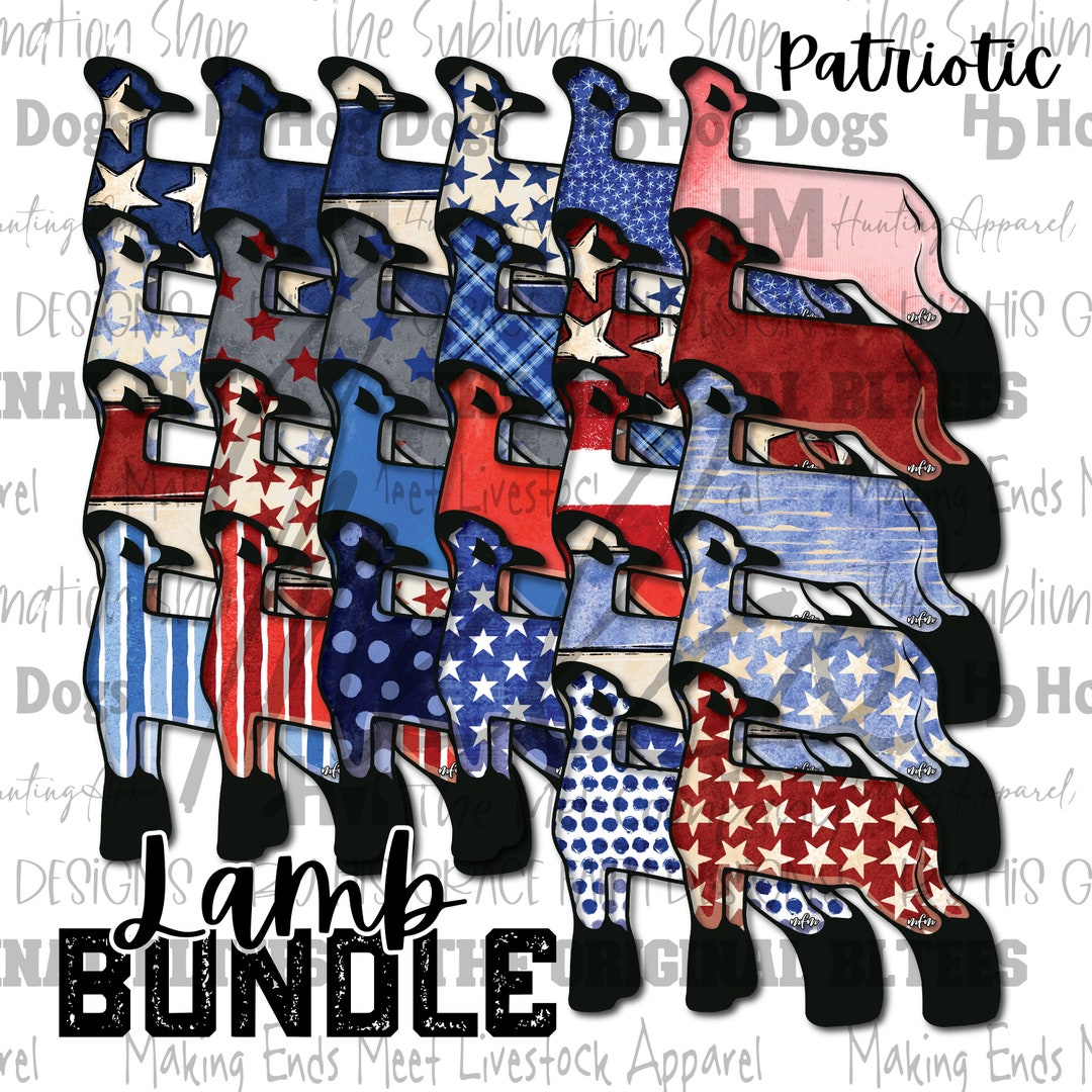 Patriotic Lamb Bundle Sublimation Design PNG Digital Download Digital ...