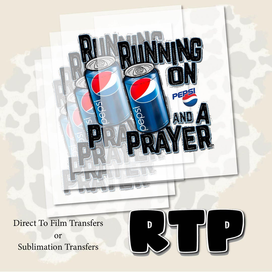 Running on Pepsi and Gods Grace RTP Transfer Sheets Causal Shirt DIY ...